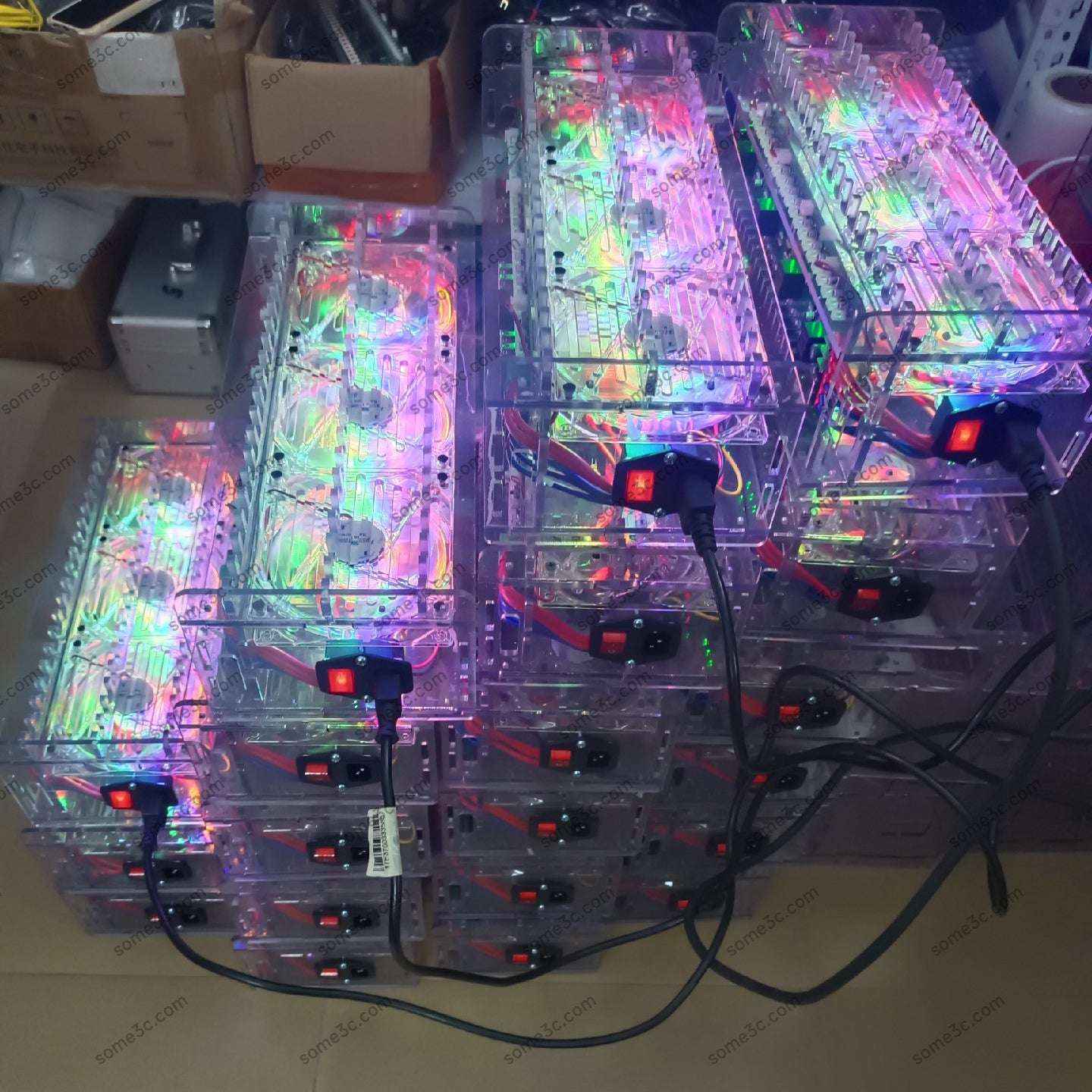 Acrylic RGB Mobile phone 20 USB Ports Charger HUB Chassis farm SmartPh ...
